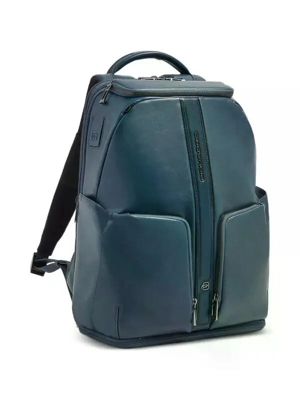PIQUADRO Logo-embossed Leather Backpack