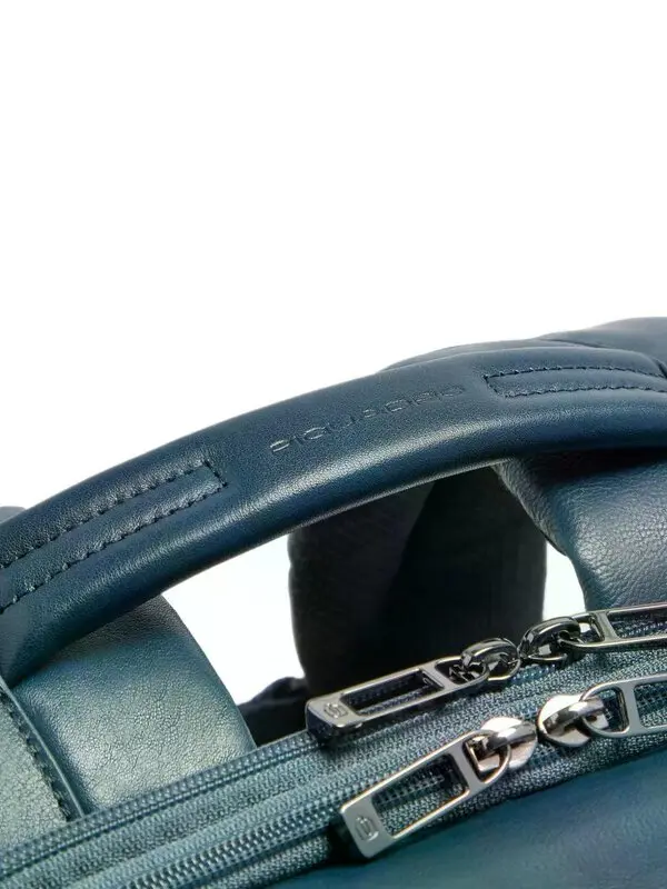 PIQUADRO Logo-embossed Leather Backpack