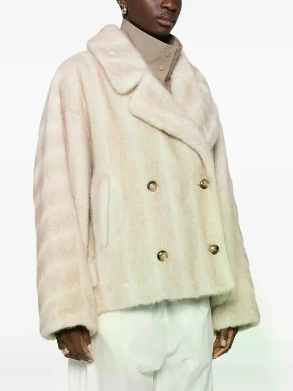 SWORD 6644 Double-breasted Faux-fur Coat