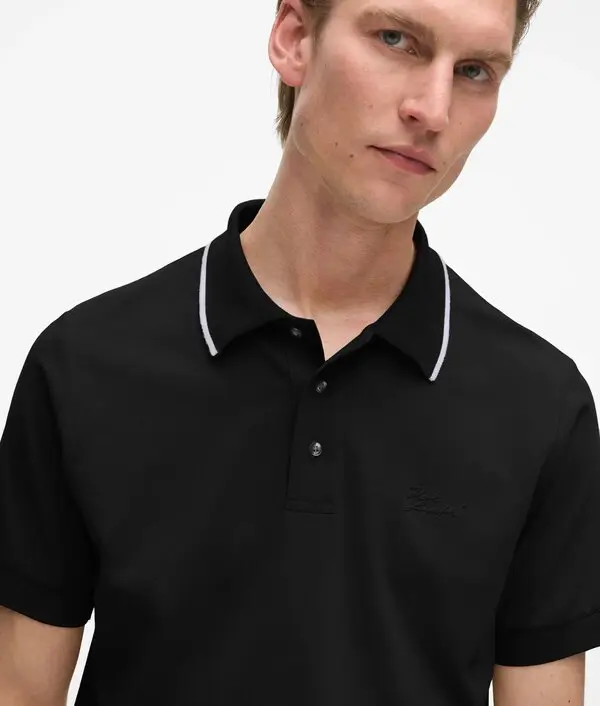 Karl Lagerfeld Striped Collar Polo Shirt