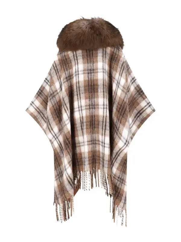 Moncler Plaid Wool Cape
