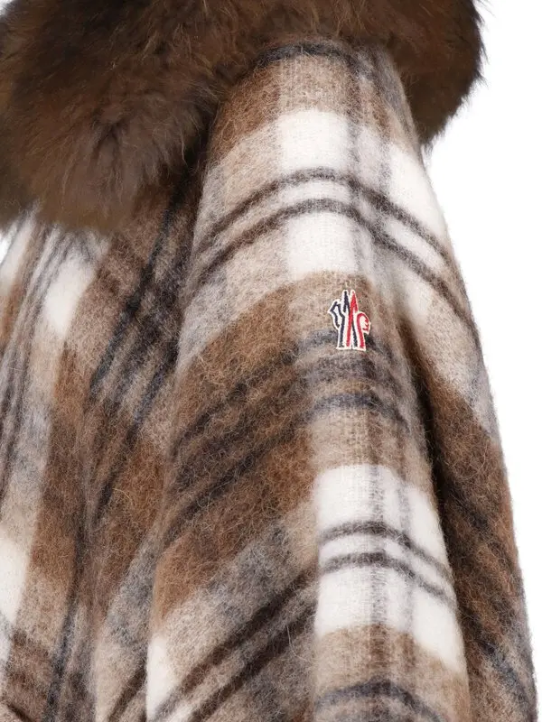 Moncler Plaid Wool Cape