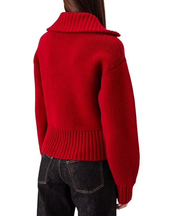 Tresse Wool Toggle Front Funnel Neck Sweater