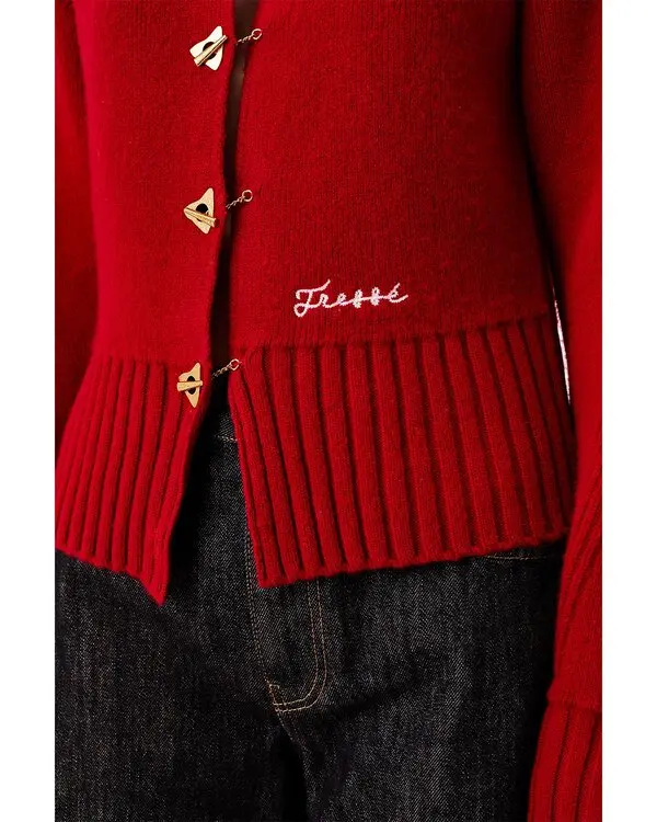 Tresse Wool Toggle Front Funnel Neck Sweater