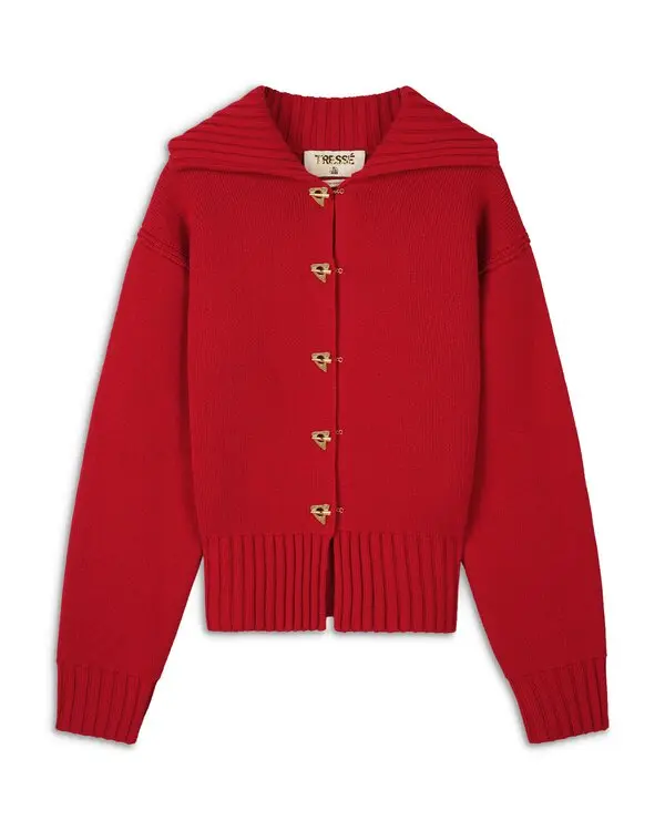 Tresse Wool Toggle Front Funnel Neck Sweater