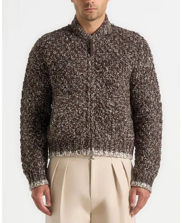 Manière De Voir Darel Speckled Knit Bomber Jacket