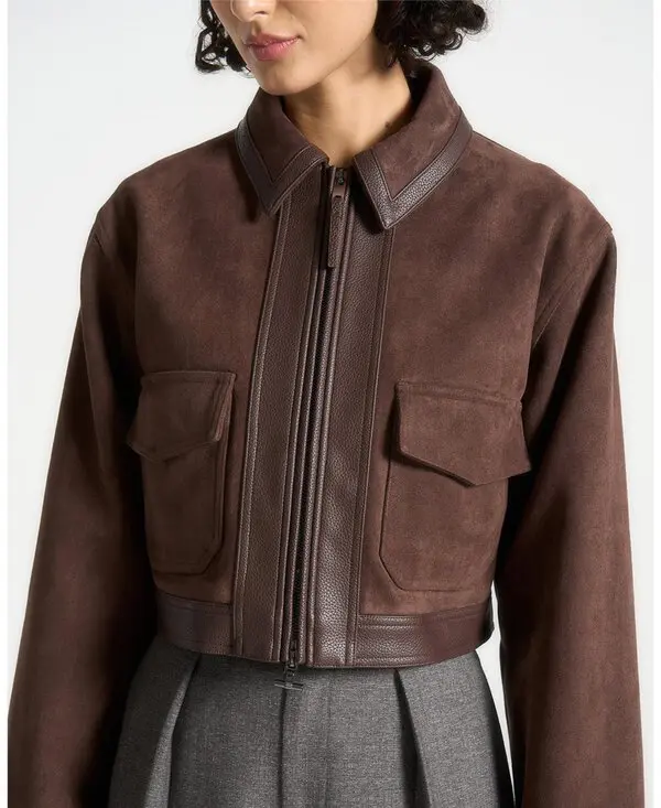 Manière De Voir Denise Suede & Pebbled Leather Jacket