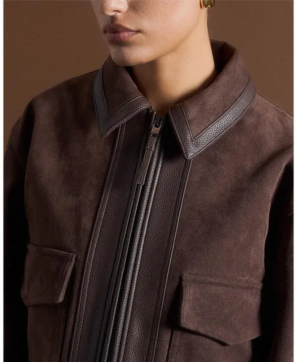 Manière De Voir Denise Suede & Pebbled Leather Jacket