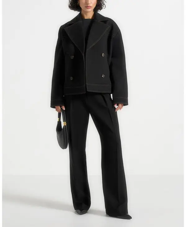 Manière De Voir Mika Tailored Double Breasted Jacket With Contrast Stitch