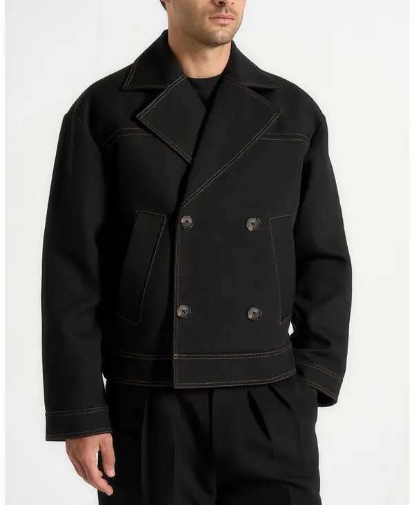 Manière De Voir Mika Tailored Double Breasted Jacket With Contrast Stitch