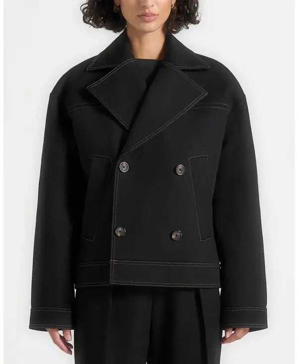 Manière De Voir Mika Tailored Double Breasted Jacket With Contrast Stitch