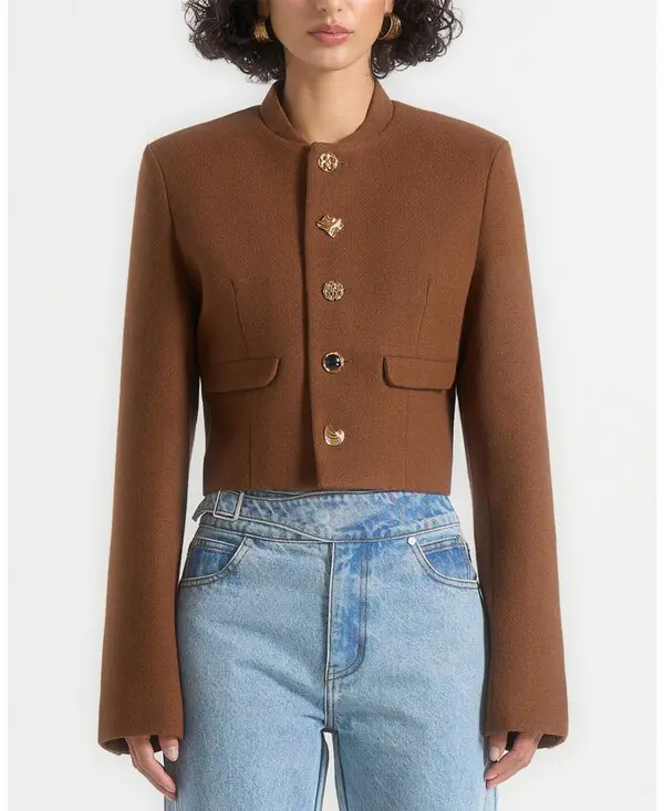 Manière De Voir Evana Structured Wool Jacket With Mixed Buttons