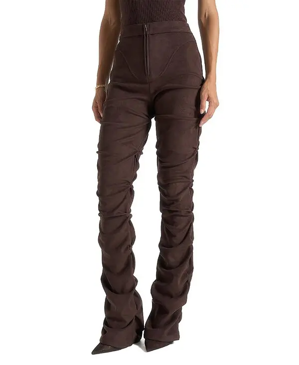 Manière De Voir Caroline Tacked Suede Flared Trousers - Brown
