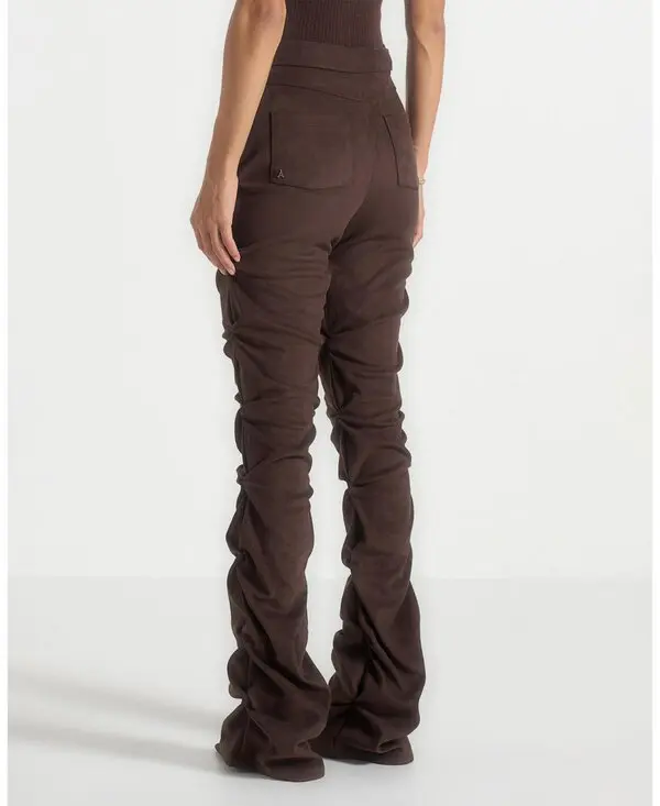Manière De Voir Caroline Tacked Suede Flared Trousers