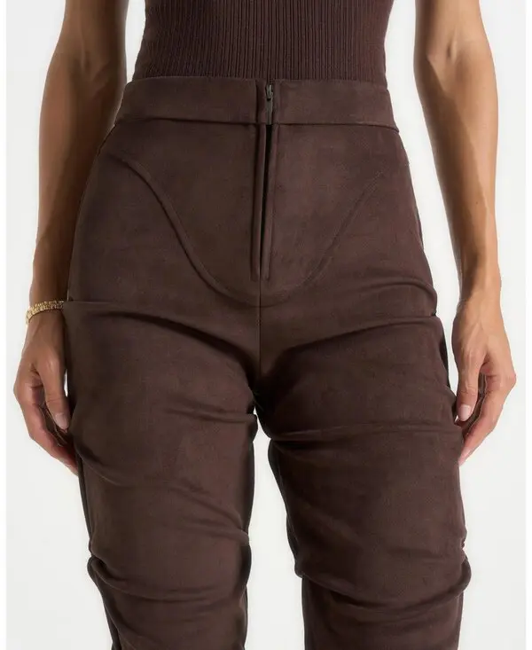 Manière De Voir Caroline Tacked Suede Flared Trousers