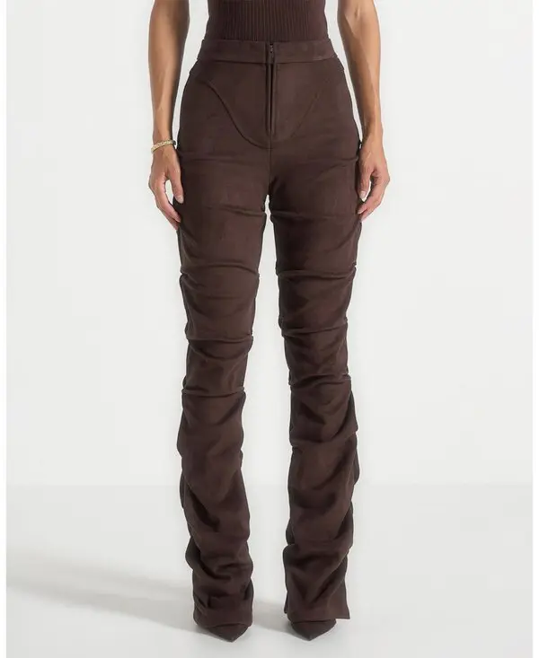 Manière De Voir Caroline Tacked Suede Flared Trousers