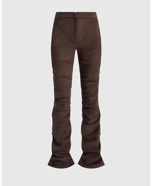 Manière De Voir Caroline Tacked Suede Flared Trousers
