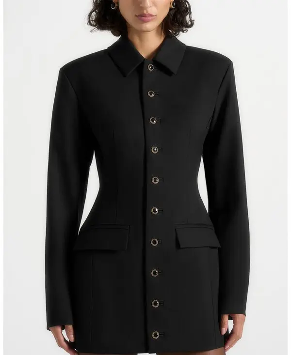 Manière De Voir Amelie Hourglass Button Up Blazer Dress