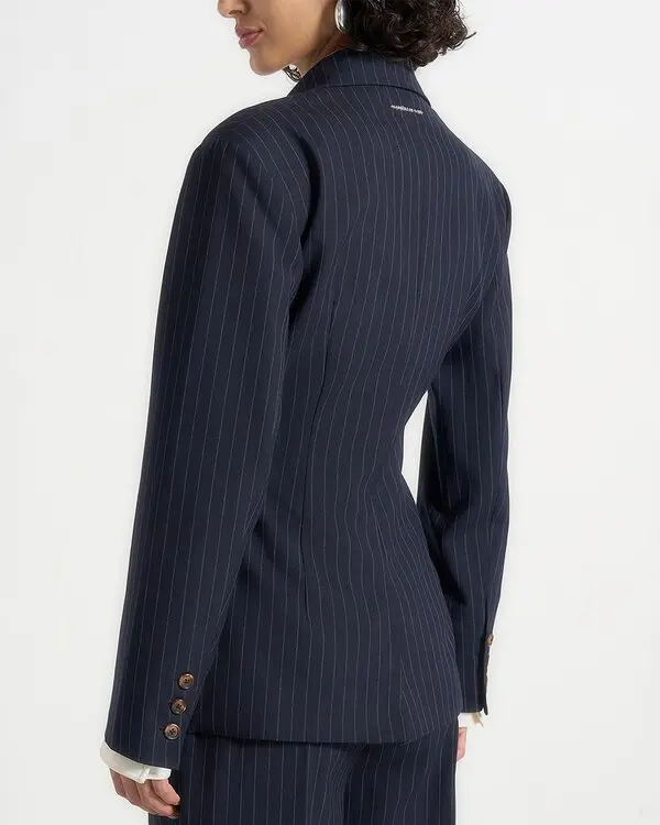 Manière De Voir Maia Pinstripe Double Breasted Blazer
