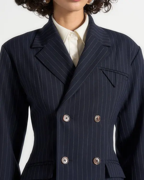 Manière De Voir Maia Pinstripe Double Breasted Blazer