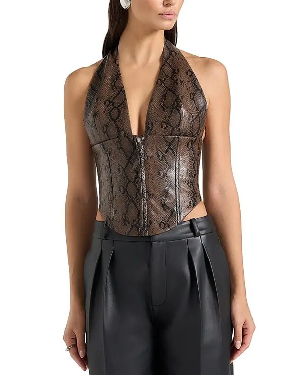 Manière De Voir Sloane Python Halterneck Corset Top
