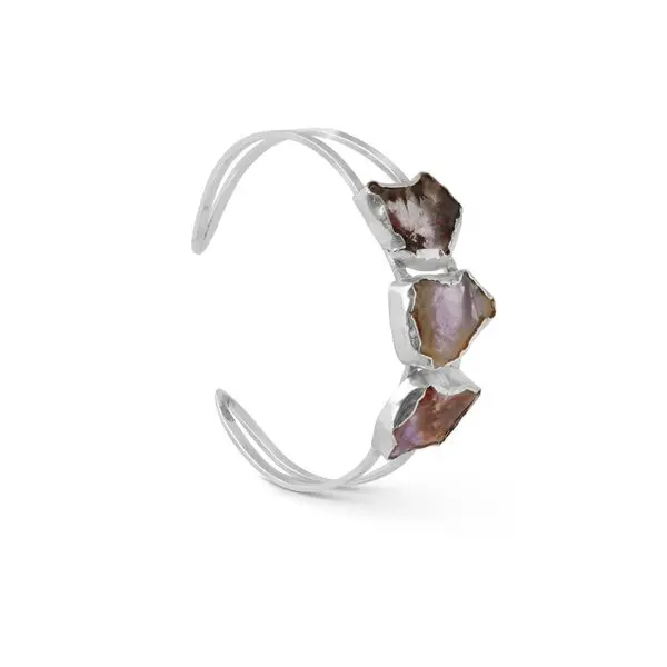 SARAS FINE JEWELLERY Amethyst Cuff Bangle