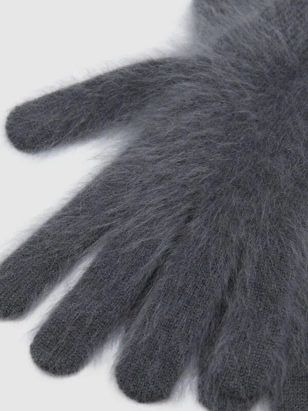 REISS Millie Brushed Cashmere Gloves - Grey