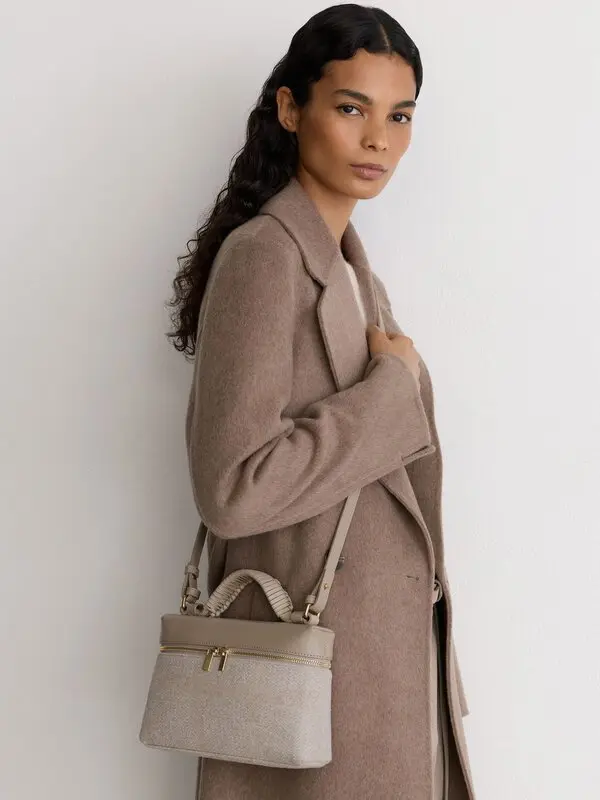REISS Ines Leather And Woven Vanity Crossbody Bag