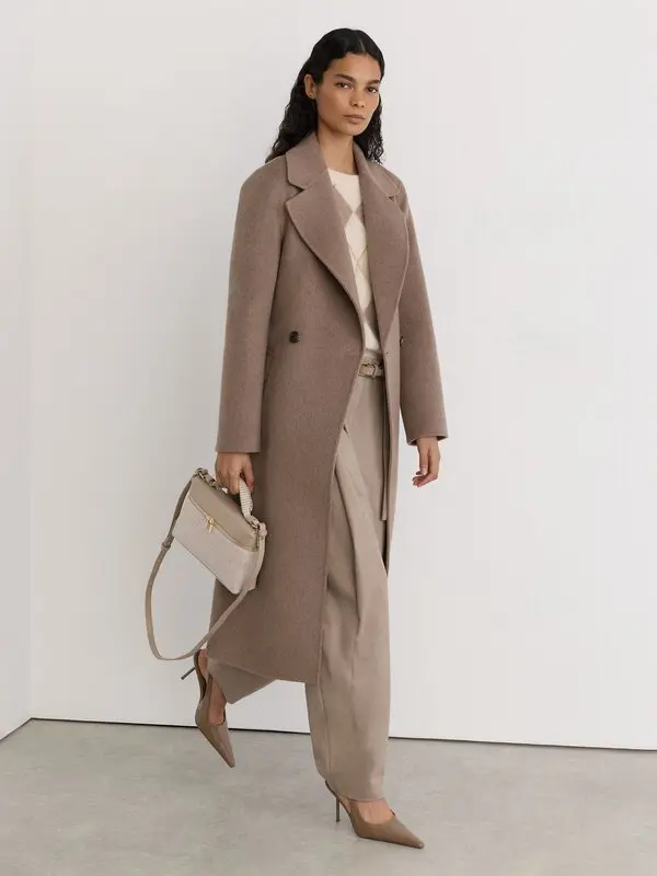 REISS Ines Leather And Woven Vanity Crossbody Bag