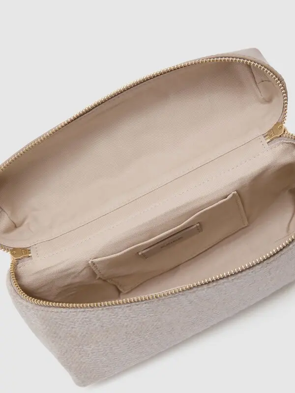 REISS Ines Leather And Woven Vanity Crossbody Bag
