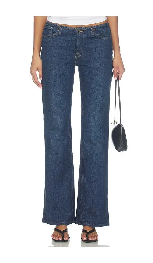 Good American Ghost Waist Low Rise Bootcut Jeans In Denim-dark