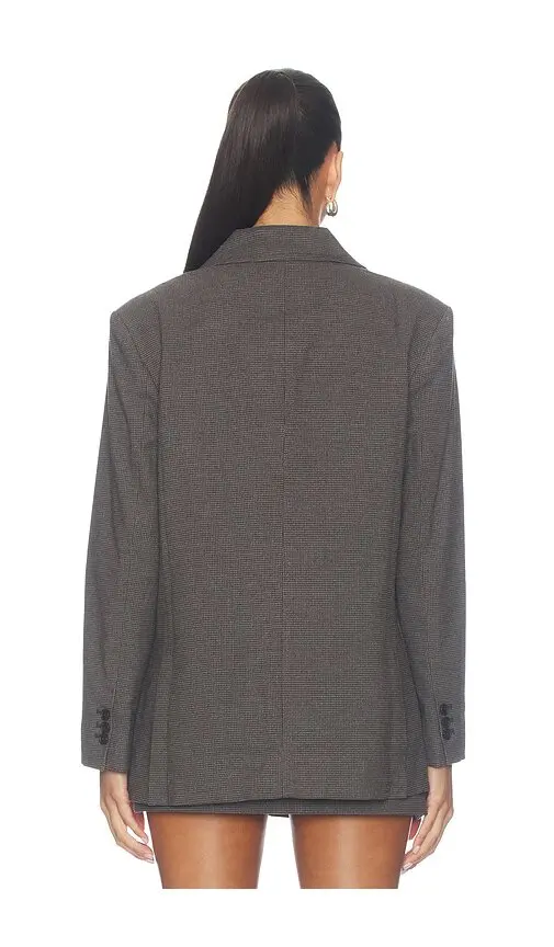 Good American The Oversized Blazer In Charcoal Mini Houndstooth In Charcoal