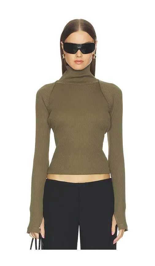 Helmut Lang Shrug Layer Top In Dark Green