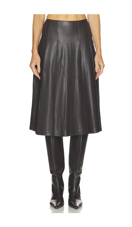 Commando Faux Leather Pleated Midi Skirt In Black