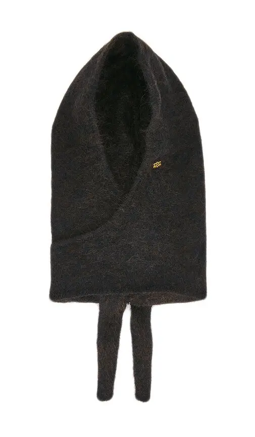 GANNI Brushed Mohair Balaclava In Navy - Sky Captain