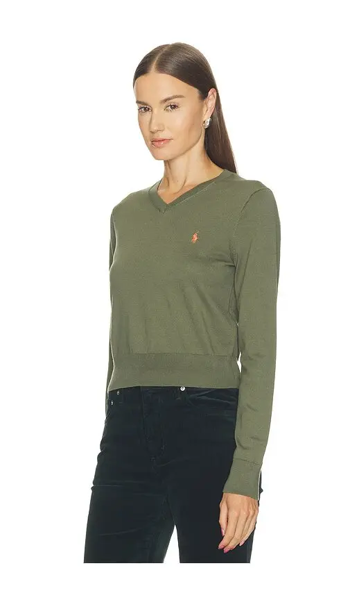 Polo Ralph Lauren Cotton Long Sleeve Crew Neck Pullover Sweater In Olive