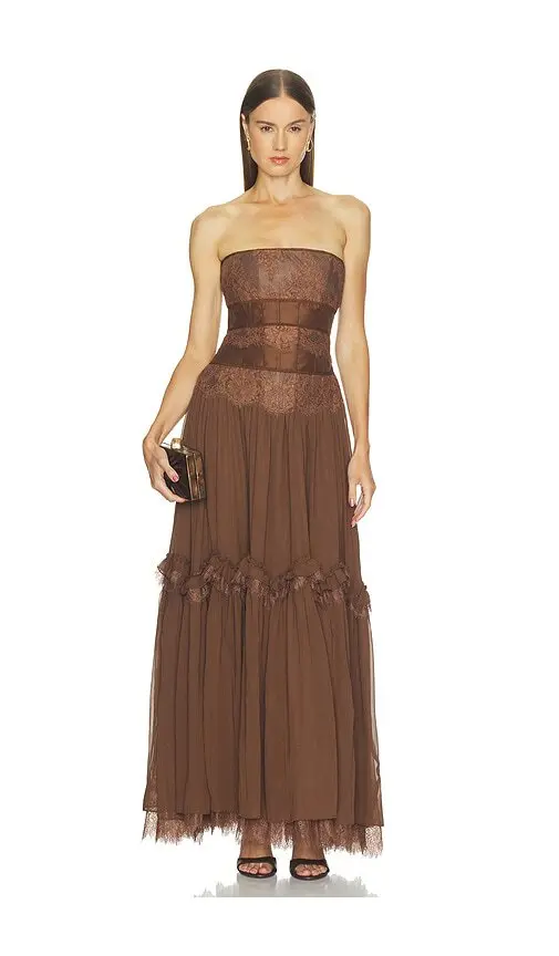 V. CHAPMAN Sloane Dress In Brown