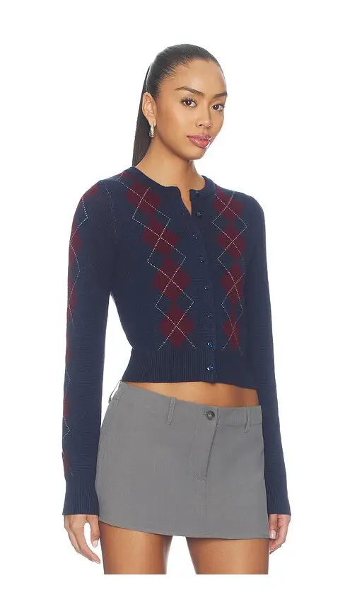 525 America Serena Intarsia Argyle Cardigan In Multi