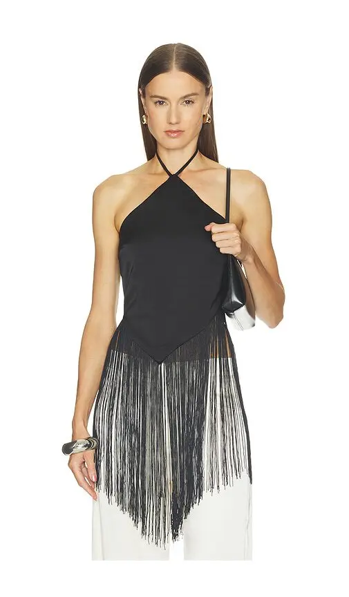 Superdown Aila Fringe Halter Top