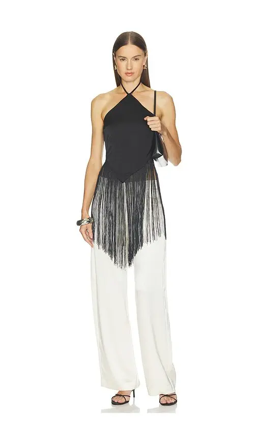 Superdown Aila Fringe Halter Top