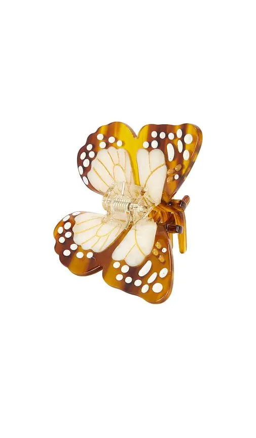 SOLAR ECLIPSE Hand-painted Mini Boho Monarch Claw Hair Clip In Beige