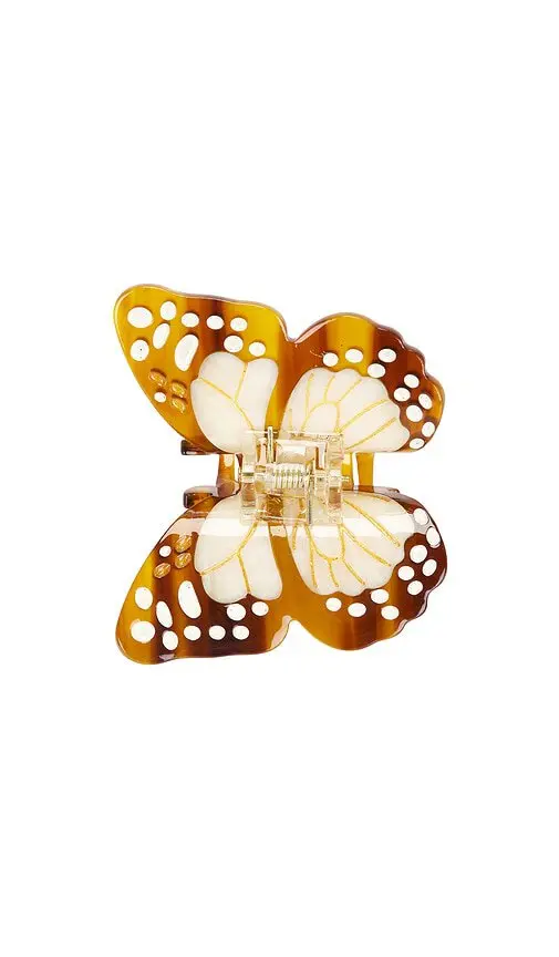 SOLAR ECLIPSE Hand-painted Mini Boho Monarch Claw Hair Clip In Beige