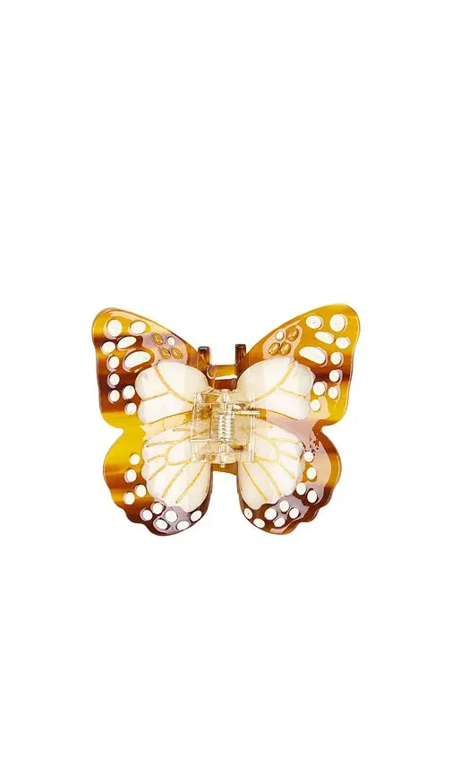 SOLAR ECLIPSE Hand-painted Mini Boho Monarch Claw Hair Clip In Beige