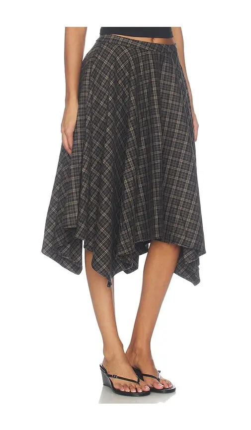 ALL THE WAYS Betty Midi Skirt In Navy Plaid In Multi