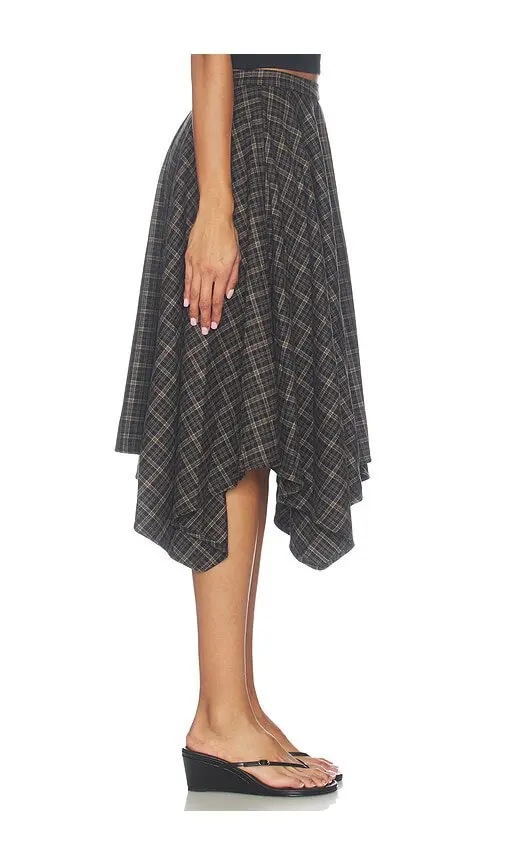 ALL THE WAYS Betty Midi Skirt In Navy Plaid In Multi