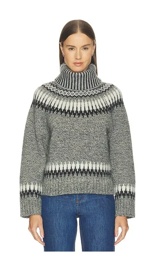 Monse Fair Isle Turtleneck Sweater In Grey