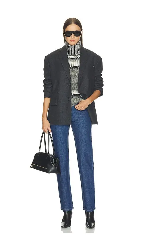 Monse Fair Isle Turtleneck Sweater In Grey