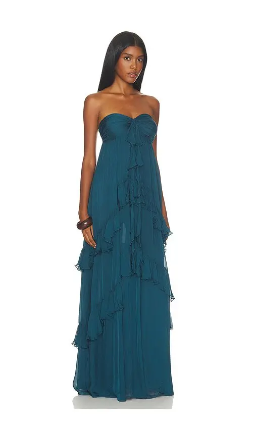 Rococo Sand Strapless Ruffle Maxi Dress