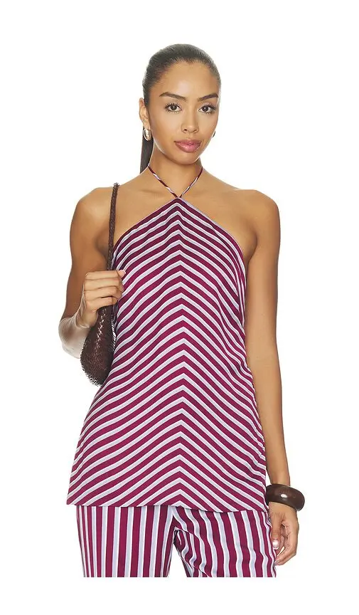 Rococo Sand Halter Neck Top In Burgundy