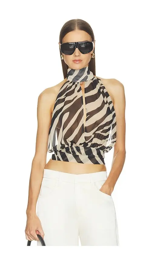 Superdown Skylah Open Back Top In Black & White